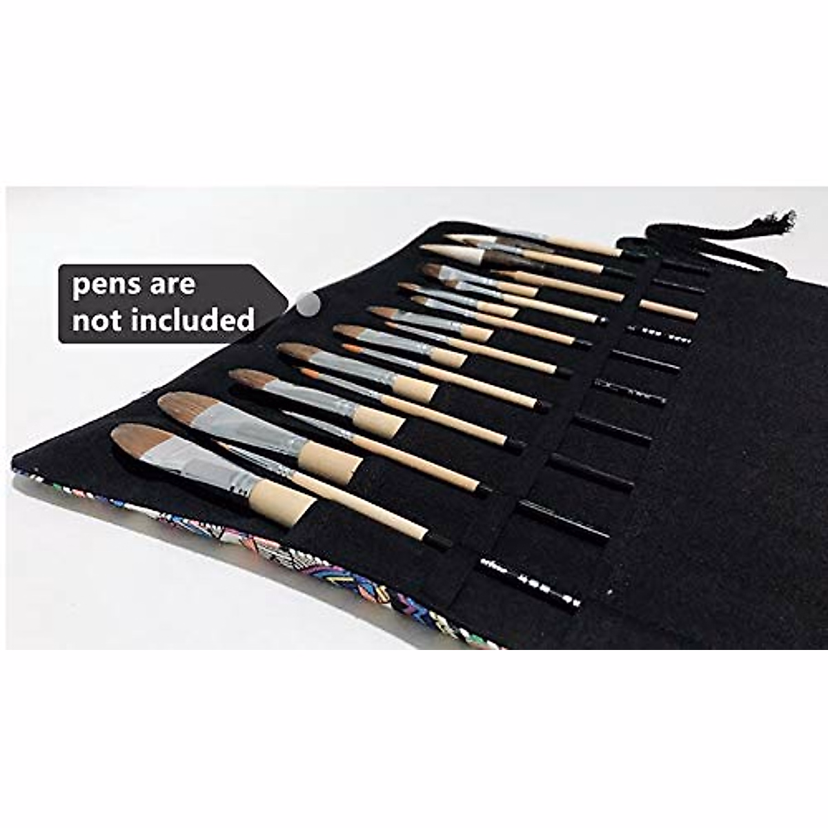 LaVenty Boho Roll Up Paint Brush Holder Painting Organization And Storage Artist Canvas Roll Pouch Bag Makeup Brushes Case Organizer Without Brushes