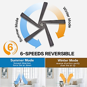 WINGBO 64 Inch DC Ceiling Fan without Lights, 5 Reversible Carved Solid Wood Blades, 6-Speed Noiseless DC Motor, Ceiling Fan No Light with Remote, Brushed Nickel Finish with Gray Blades, ETL Listed