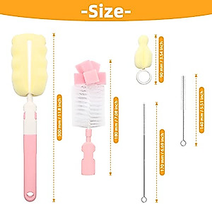 Jenbode Bottle Brush 5 Pack Cup Cleaner Sponge Brush Set Detachable Long Handle Bottle Cleaner Set Baby Nipple Brushes, Straw Brushes