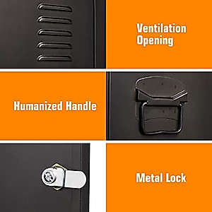 ZAOUS 50" Storage Locker Cabinet Employee Lockers with 1 Door, Metal Lockers for Employees Steel Locker Small School Locker Metal Wall Locker for Home Gym Office Garage (Black)