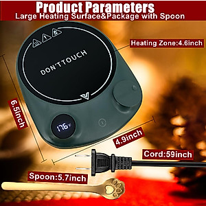 ARISKEY Candle Mug Warmer,Candle Warmer Plate Smart Coffee Mug Warmer Auto Shut Off, Electric Cup Warmer for Candle,Coffee,Tea and Milk 5 Temp Settings Up to 176℉ (Rotation Button)