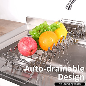 YYP Small Dish Drying Rack Expandable Dish Drying Rack Over The Sink, Plate Organizer for Cabinet or Countertop, Premium 304 Stainless Steel, Rustproof, for Kitchen, Small Space, RV