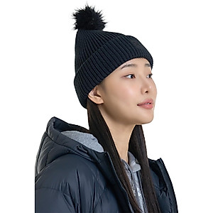 Under Armour Womens Halftime Ribbed Pom Beanie, (001) Black/Black/Black, One Size Fits Most
