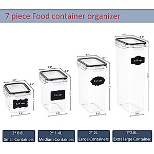 MDHAND Airtight Food Storage Containers Set with Lids Cereal Containers Storage, Kitchen Food Storage with Labels & Pen, BPA Free Stackable Food Containers Storage, 14 Pack(7 Containers + 7 Lids)