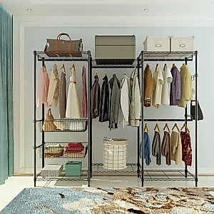 Closet System Organizer White With Sliding Baskets-Black (Black)
