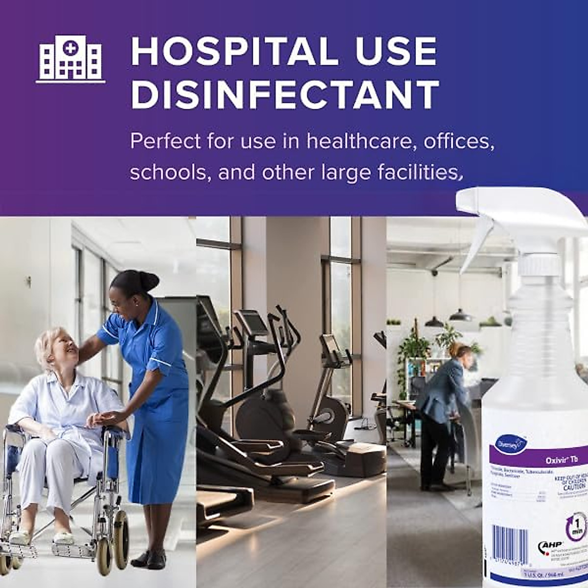 Oxivir Diversey 4277285 Tb Disinfectant Cleaner, Accelerated Hydrogen Peroxide, No Fragrance Added, Ready-to-Use Liquid Capped Bottle, 32-Ounce