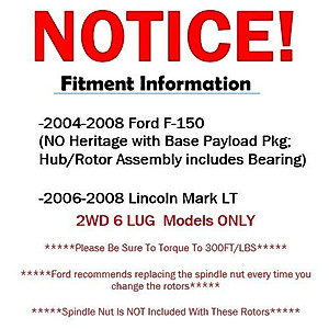 Detroit Axle - Front Brake Kit for 2WD 04-08 Ford F-150, 06-08 Lincoln Mark LT Replacement 2004 2005 2006 2007 2008 Disc Brake Rotors Ceramic Brakes Pads 6 Lugs