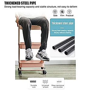 HOUKAI Kitchen Furniture Multi-Layer Steel Frame Wood Partition Multifunction Organizer Cart with Wheels Kitchen Trolley (Color : Black, Size : 3-Tier)