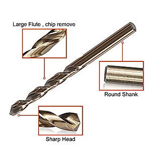Utoolmart Twist Drill Bit, High Speed Steel Twist Drill Bit, Equal Reduced Shank Bit, 1.4mm Dia Twist Bits, M35 Cobalt Twist Drill Bit Set, for Steel Aluminum Alloy, 5 Pcs