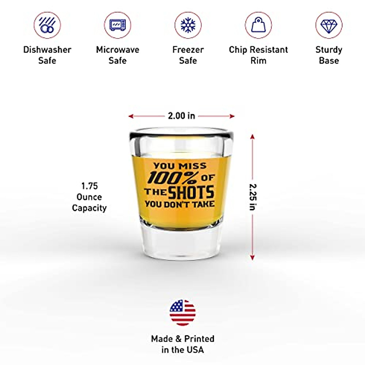 LitGifts Funny Motivational Shot Glass, Cute Shot Glasses for Women or Men, Shot Glasses Funny for Friends Coworker or Family, Cool Shot Glasses for Men or Women, 1.75 Ounce Novelty Shot Glass