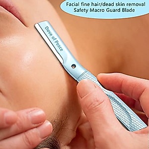 Dove of peace Dermaplaning Tool Beauty,Metal eyebrow knife, face hair cleaning tool, Women's Shaving Razors & Blades (Sky blue)