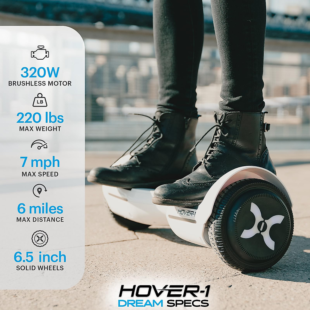 Hover-1 Dream Electric Self Balancing Hoverboard with 7 mph Max Speed, Dual 200W scooterstors, 6 Mile Range, and 6.5” Wheels Self Balancing Scooter