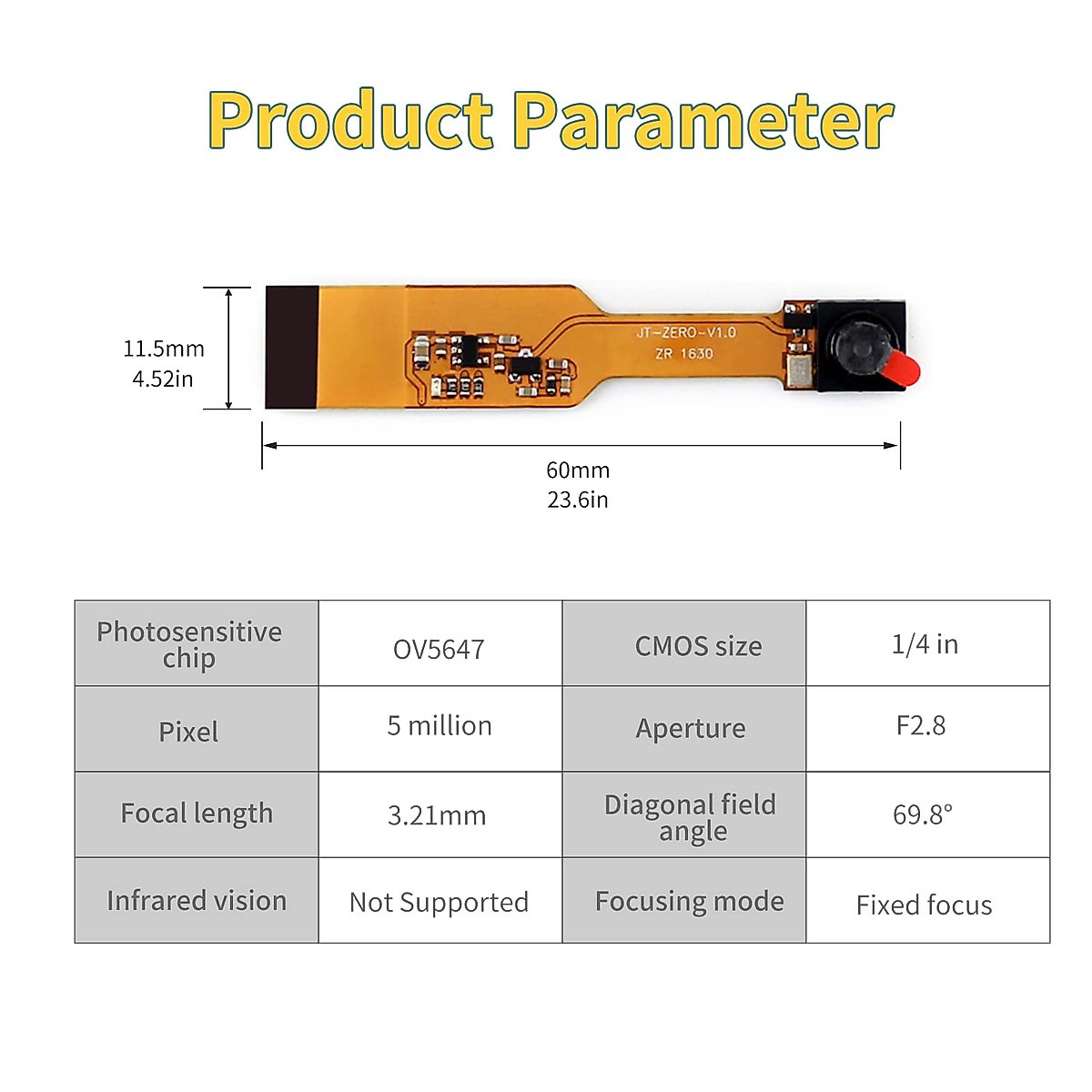Sinkr Camera for Zero ,1080p Sensor OV5647 Mini Camera Module with 6 Inch 15 Pin Ribbon Cable Compatible with Raspberry Pi Zero