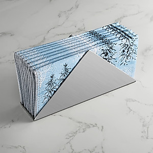 Stainless Steel Napkin Holder,Minimalistic Metal Napkin Dispenser,Cocktail Napkin Organizer,Triangle Shape, Silver,2 Piece