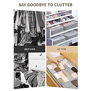 SandKing 6PACK Drawer Organizers Dividers, Clothes Wardrobe Organizer Bins Storage box with Cardboard for Sorting Baby Clothes, Underclothes, Scarf