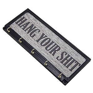 Hang Your Shit Funny Rustic Farmhouse Wall Key Rack Holder Hanger Hooks Entryway Jewelry Organization Housewarming New Home Gift Print in Primitive Frame