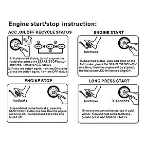 BANVIE Car RFID Push to Start Ignition kit Engine Start Stop Button Switch Keyless Go System with Leather Key