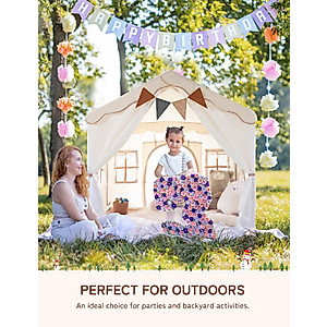 besrey Kids Tent, Kids Playhouse 2 in 1 with Padded Mat and Lights, Large Play Tent with 2 Doors & 4 Windows, Kids Play Tent Indoor & Outdoor, Christmas Toddler Tent for Kids, 51" x35" x 51"