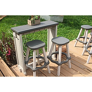 Leisure Accents Single Bar Set Includes 2 Barstools Deep Grey Top & Warm Grey Base Ideal for Patio Hot Tub Area Backyard Durable WeatherResistant Design Easy Nohardware Assembly Proudly Made in USA