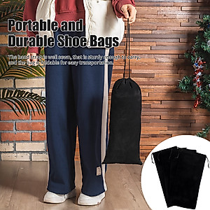 12 Pcs Shoe Bags for Travel Shoe Dust Bags Black Duster Flannel Shoe Pouch Washable Shoe Covers with Drawstring Breathable for Home Luggage, 8 x 17 Inch
