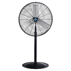Tornado 30 Inch High Velocity Stationary Non-Oscillating Metal Pedestal Fan Commercial, Industrial Use 3 Speed 8850 CFM 10 FT Cord UL Safety Listed, Black