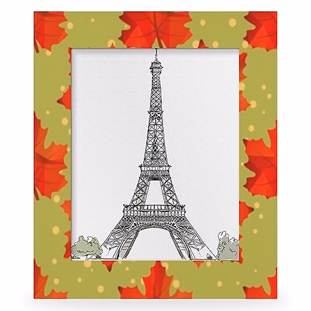 Gublec 5x7 Frame for Wall Decor Maple Leaves Red Wood Photo Frame with High-Clarity Plexiglas Picture Frames for Farmhouse Living Room Office Desk