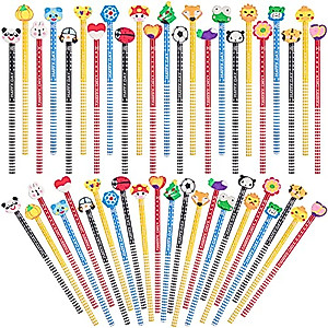 100 Pieces Assorted Colorful Cartoon Animal Pencils Wooden Pencils Novelty Cartoon Dot &Stripe Pencils With Giant Animals Eraser for Teachers Children Classrooms and Party Gifts Supplies