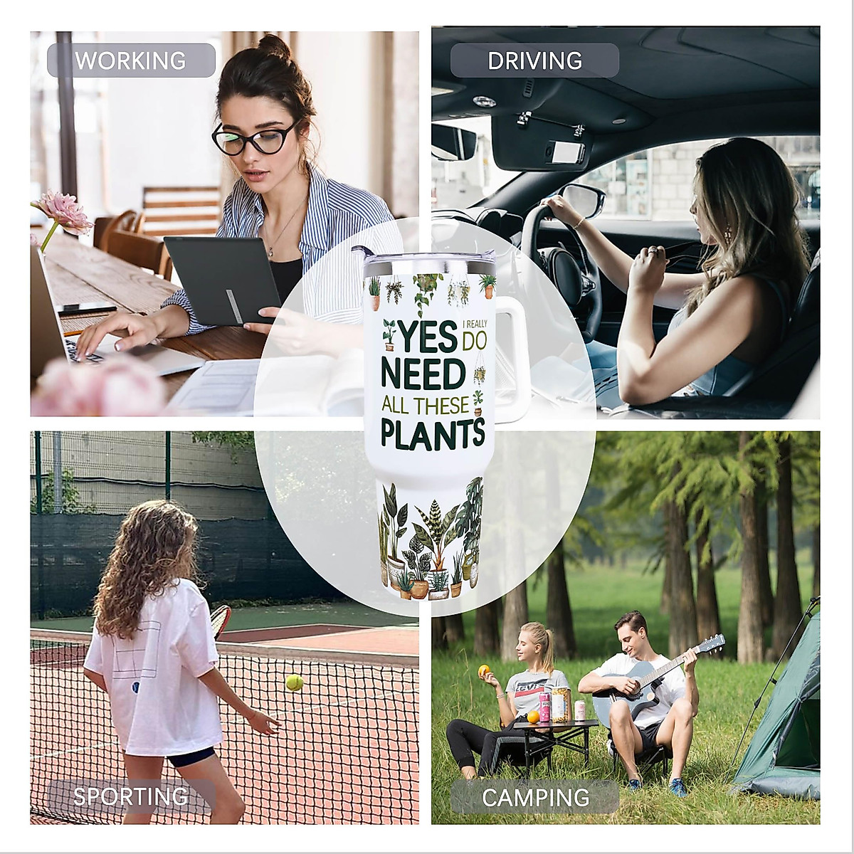 ZNYYZYBA Plant Lover Gifts, Gardening Gifts for Women, Plant Tumbler - Gifts for Plant Lovers, 40 oz Tumbler with Handle and Straw, Reusable Stainless Steel Plant Mug, Plant Lover Gifts for Women