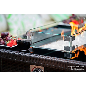 Outland Fire Table 3 Piece Rectangle Accessory Set - Tempered Glass Lid Insert, Tempered Glass Wind Guard Fence and Water Resistant Durable Cover for Series 401/403 Outdoor Propane Fire Pit Tables