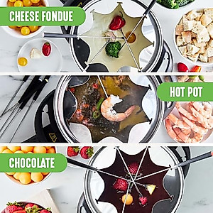 GreenLife 14 Cup Electric Fondue Maker Pot Set For Cheese, Chocolate, and Meat, 8 Color Coded Forks, Healthy Ceramic Nonstick, Adjustable Temperature Control, PFAS-Free, Pink
