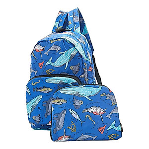 ECO CHIC Lightweight Foldable Backpack (Sea Creatures Blue)