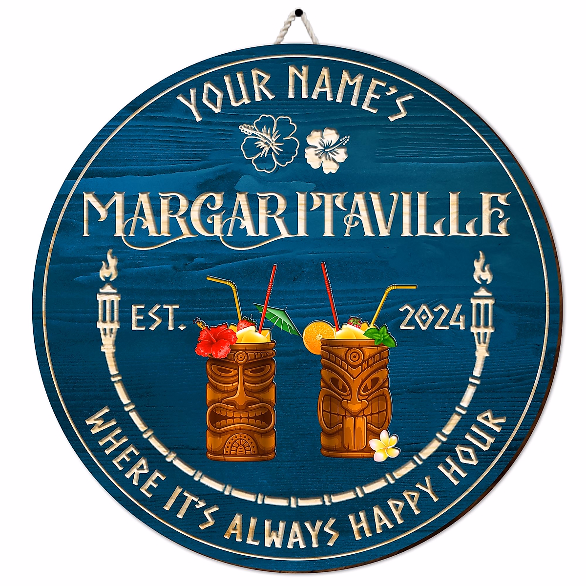 Artsy Woodsy Custom Tiki Bar Printed Wood Sign (Not Real Carved or Neon Sign), Summer Decor, Pool Sign, Backyard Bar & Grill Patio Porch Deck Home Pub Man Cave, Gifts for Beach Lovers (01)