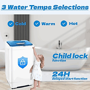 Portable Washing Machine 17.8Lbs with Built-in Pump, 2.4 Cu.ft Portable Washer, 8 Programs & 3 Water Temps Choices & 3 Water Levels for Apartment Dorm