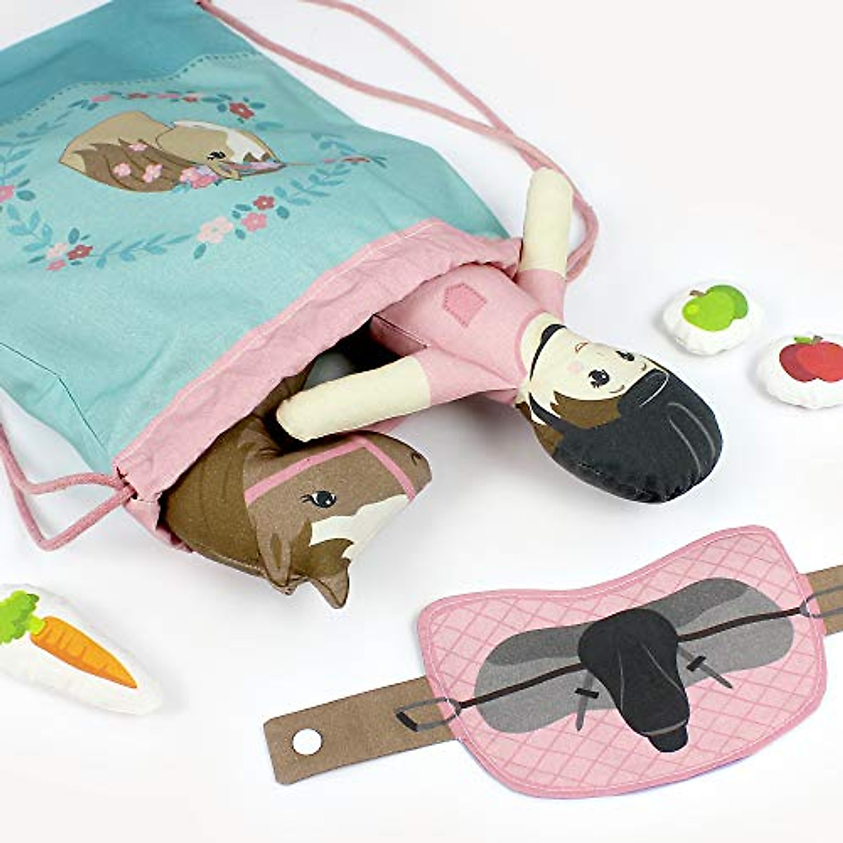 kullaloo Sewing kit for Kids Beginners - DIY Craft for Girls & Boys - Cut & Sew Fabric Panel with Horses Motifs (Horse Love)