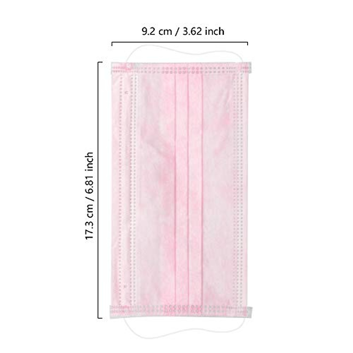 Wecolor 100 Pcs Disposable 3 Ply Earloop Face Masks, Suitable for Home, School, Office and Outdoors (Pink)