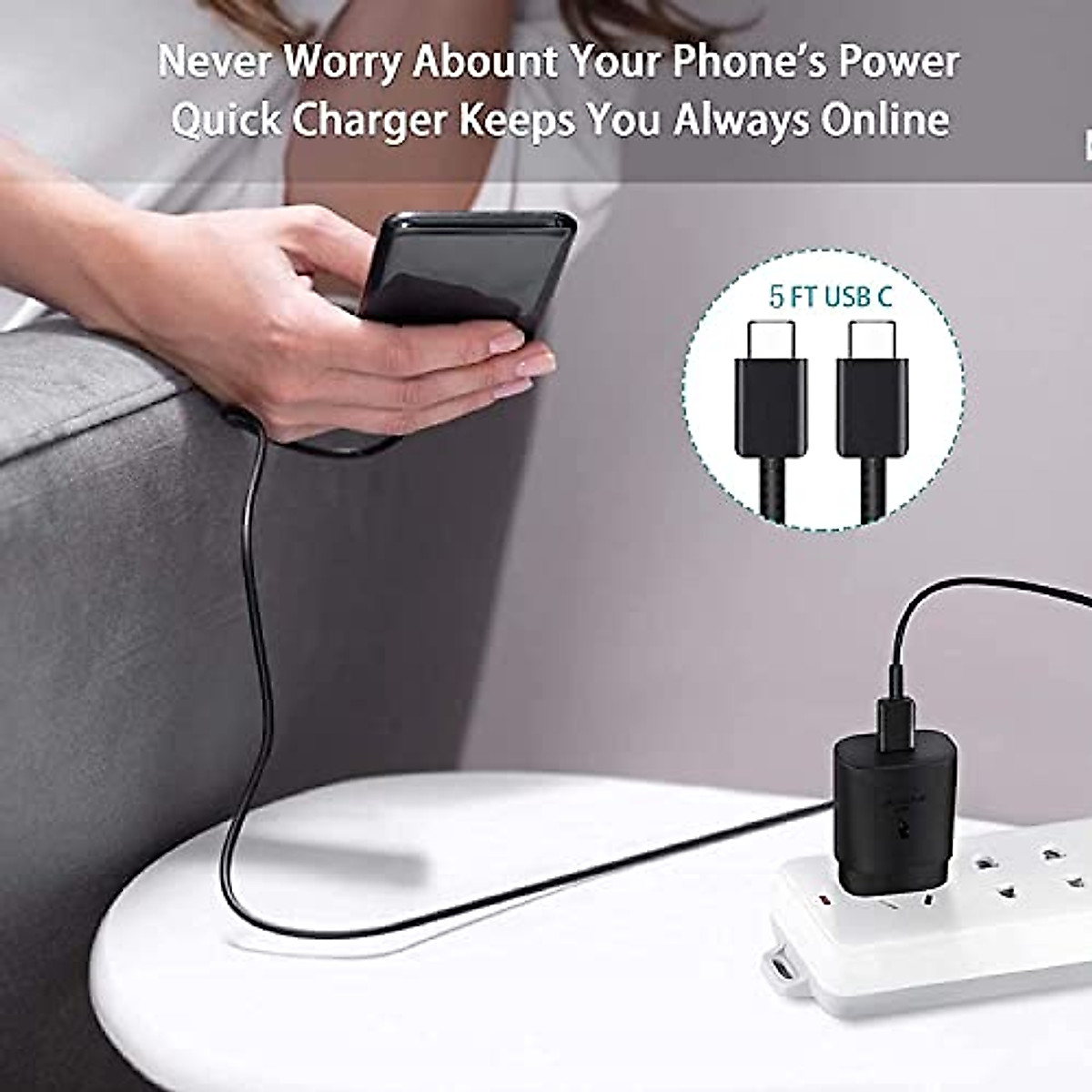 Amasung Super Fast Charging Adapter, 25W USB C Wall Charger with 5FT Type C Cable Compatible Samsung Galaxy S23/S23+/S23Ultra/S22/S22+/S22Ultra/S21/S21+/S20/S20+/S10/S10e/S9/Note 20/Note 10/Note 9