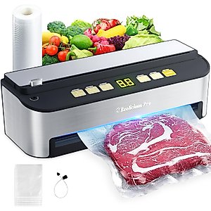 Vacuum Sealer Machine, Beelicious® 85KPA Fully Automatic 8-IN-1 Food Sealer with Bags Storage, Build-in Cutter, Moist Mode and Air Suction Hose | Digital Countdown | Sous Vide