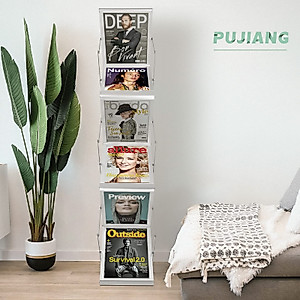 PUJIANG Literature Catalog Rack Foldable Magazine Brochure Display Rack Stand with Portable Oxford Bag for Office Store and Exhibition Trade Show (6 Pockets)