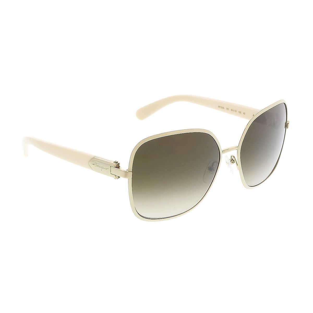 FERRAGAMO Women's Buckle Sunglasses, Ivory/Brown, 59