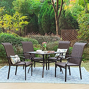 Sophia & William High-Back & Oversized Outdoor Rattan Dining Chairs Set of 2 Patio Wicker Chairs with All-Weather Metal Armrest and Leg Support 350LB for Patio, Garden, Yards, Deck, Lawn