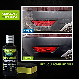 FOLLOWIN Plastic Restorer for Cars Ceramic Plastic Coating Trim Restore, Resists Water, UV Rays, Dirt, Ceramic Coating, Not Dressing, Last Over 200 Washes, Highly Concentrated, 30ml