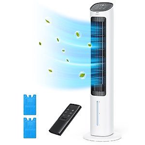 Dreo Cooling Fans That Blow Cold Air, 40" Evaporative Air Cooler, 2023 Upgrade Tower Fan for Bedroom with 80° Oscillating, Ice Packs, Remote Control, 3 Modes 4-Speed Quiet Floor Fan Home/Office