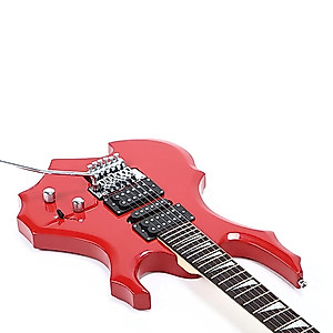 FOVKP Beginner Shaped Effect Set Professional Grade Electric Personality Flame Cool Shape Electric Guitar Guitar with Bag, Strap, String, Cable, Pick, Accessories