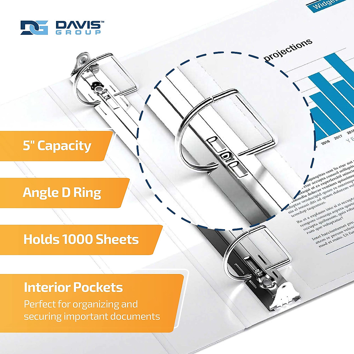 QuickFit View Binder, 3-Ring Binder, Angle D Ring, 5 Inch, White, Pack of 4,87070-04