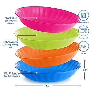Set of 20 – 6 Inch Kid Plates - Kids Plastic Plates - Reusable Plastic Plates– BPA Free Dinner Plastic Plates for Kids - Food Safe Plastic Reusable Plates – Kids Plates Microwave and Dishwasher Safe