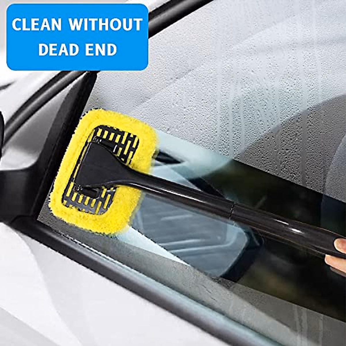 Sonrinss Windshield Cleaning Tool, Car Window Cleaner Auto Glass Cleaner Car Windshield Brush with 2 Washable Reusable Cloth and Spray Bottle for Home & Car Interior Exterior Use