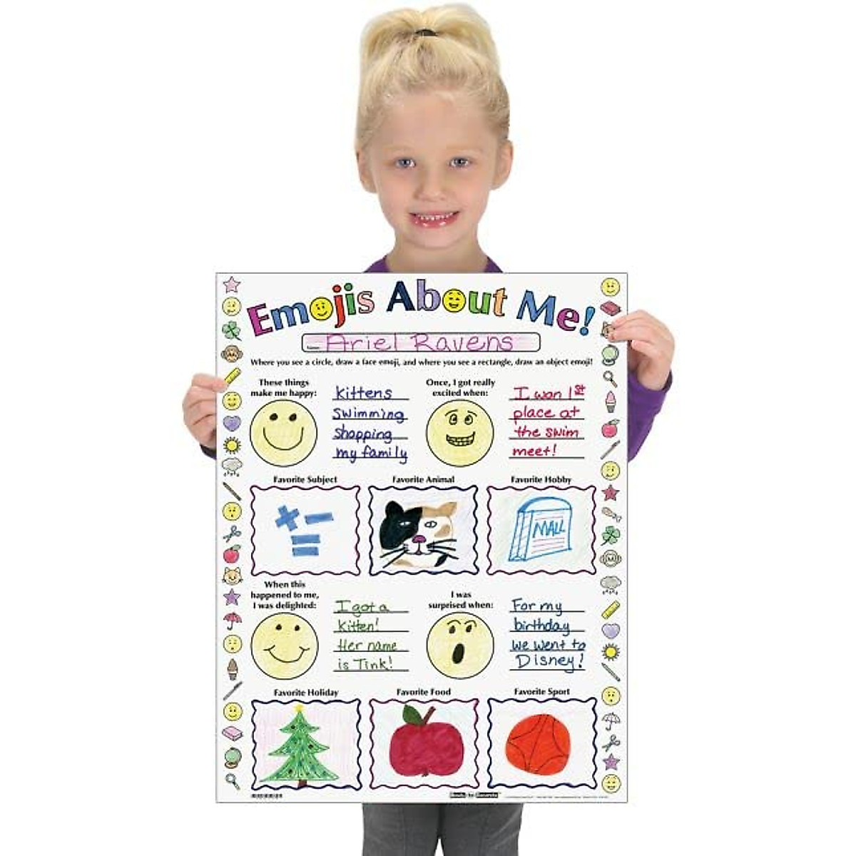 Really Good Stuff Ready-To-Decorate Emojis About Me Posters - 24 posters