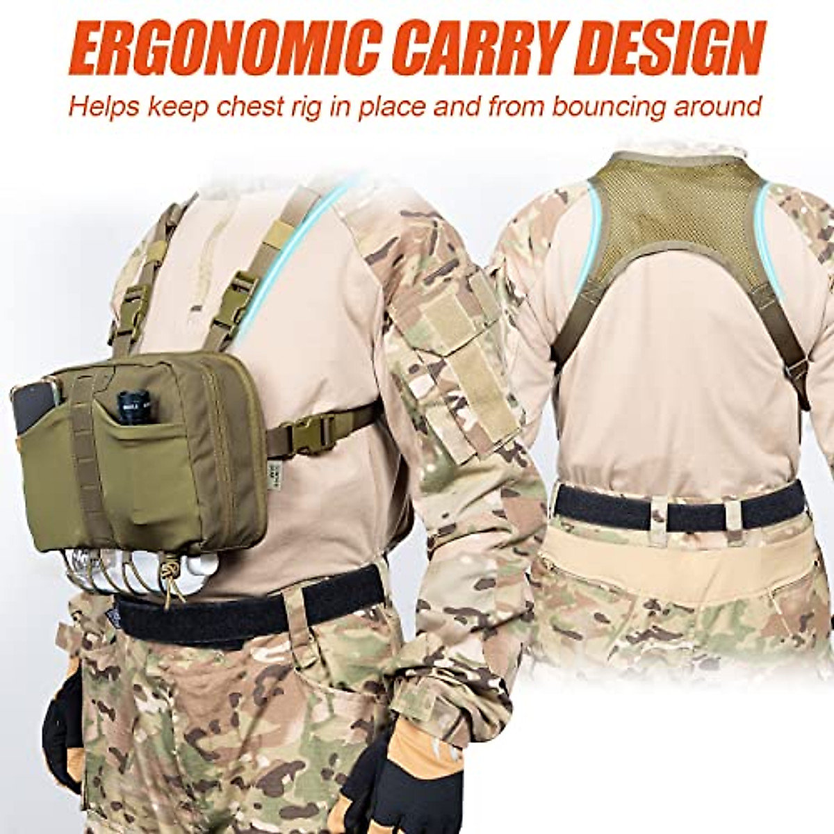 FEIWOOD GEAR Chest Pack Tactical Chest Bag with Concealed Pistol Holster for Hunting Shooting Fishing Camping