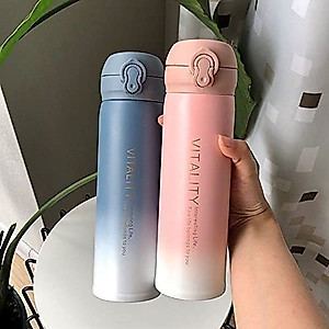 Ultimate insulated stainless steel water bottle - leak-proof, vacuum insulated, bpa-free, kids & adults, travel & sports, hydroflask water bottles,travel mug, thermos funtainer 16 oz, pink and blue
