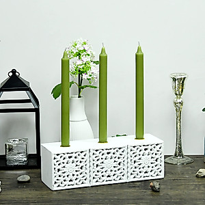 Zest Candle 12-Piece Taper Candles, 10-Inch, Sage Green Straight